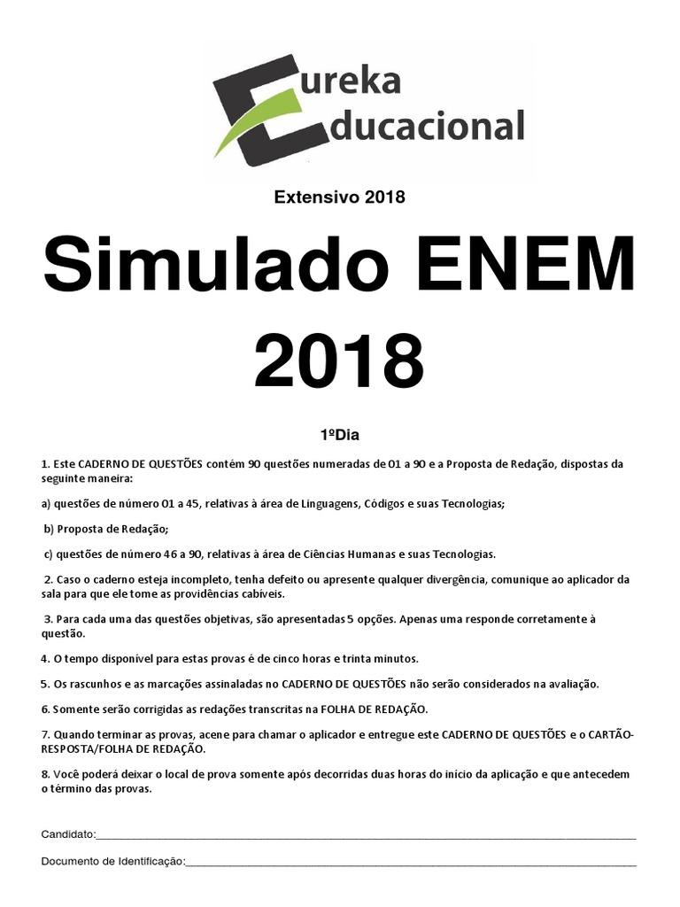 Simulado ENEM 2018: Linguagens e Humanas | PDF