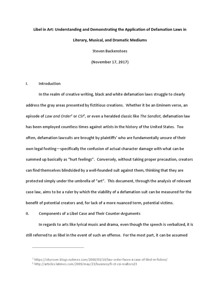 Libel in Art | PDF | Defamation | Lawsuit