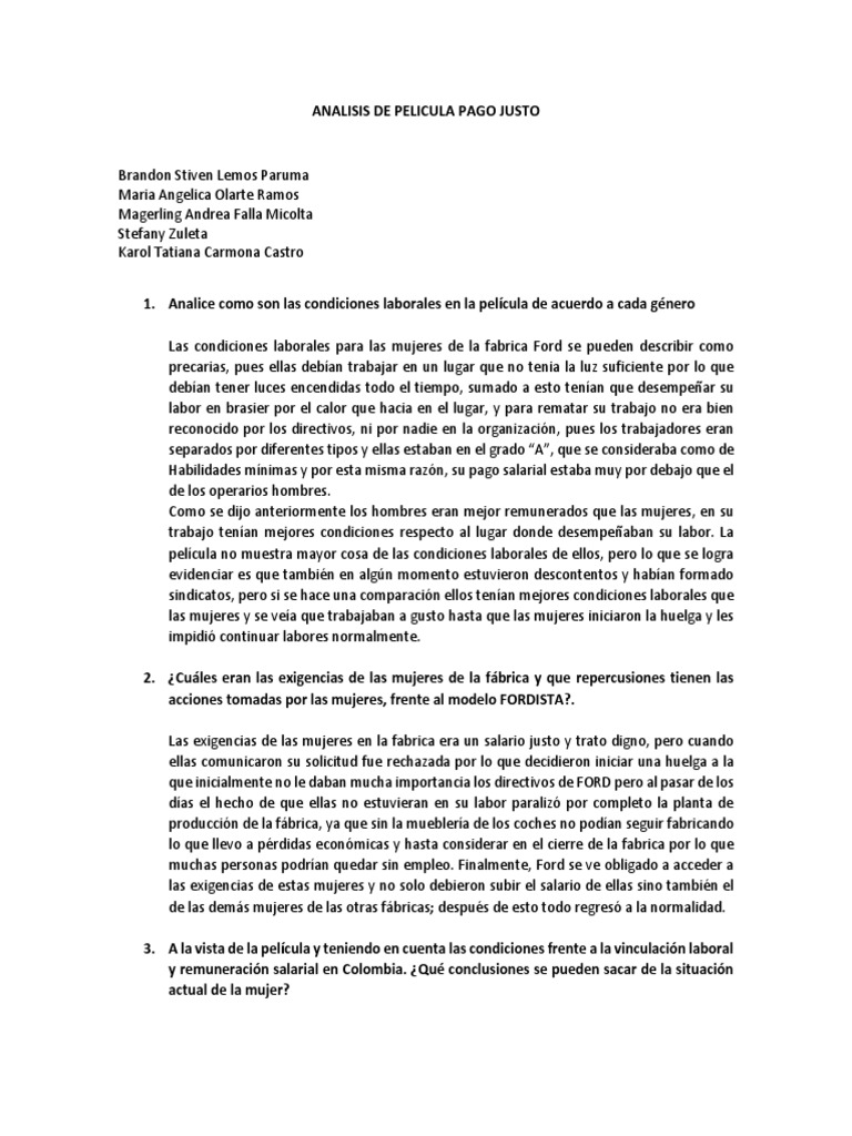 Analisis de Pelicula Pago Justo | PDF | Salario | Economias