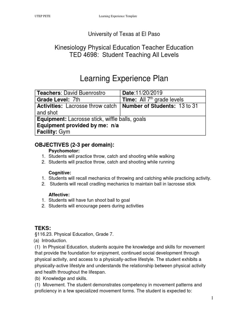 Lesson Plan John Drugan - Lacrosse Day 3 | PDF | Physical Education ...