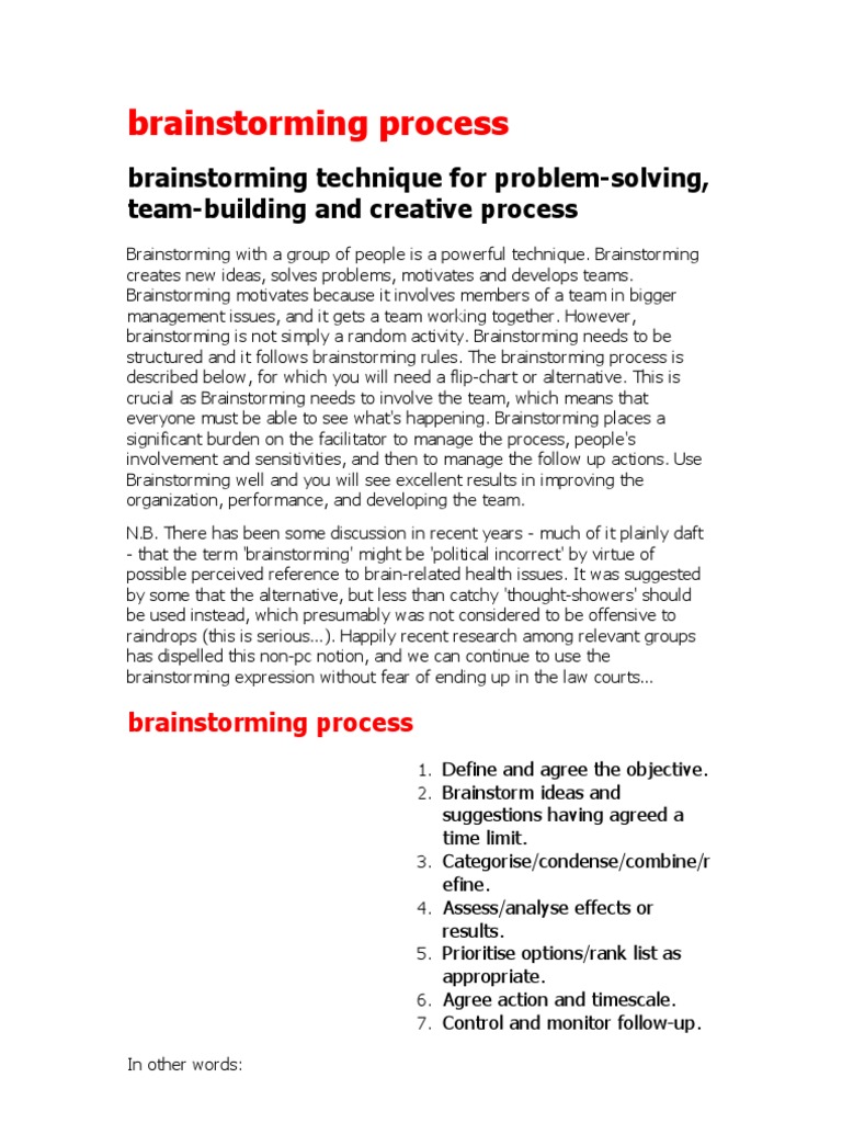 Brainstorming Process | PDF