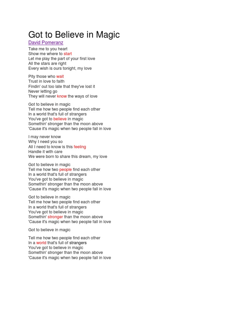 Got to Believe in Magic: A Song About the Magic of Two People Falling ...