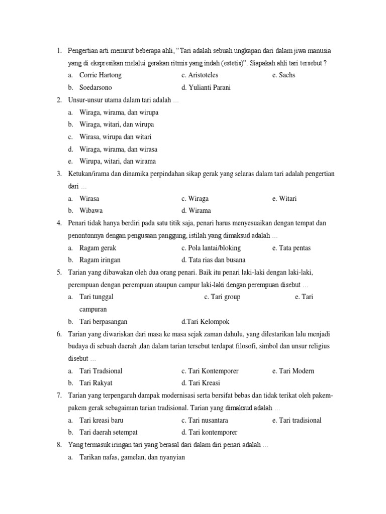 Soal Senbud Kelas 12 | PDF