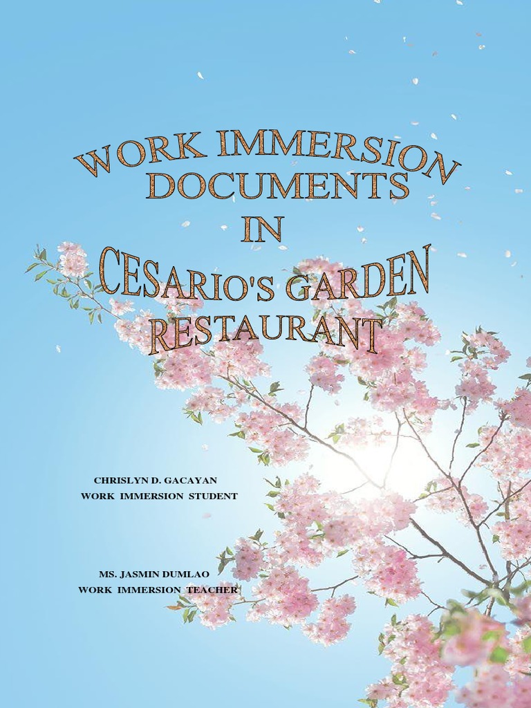 Work Immersion Portfolio | PDF | Waiting Staff | Restaurants