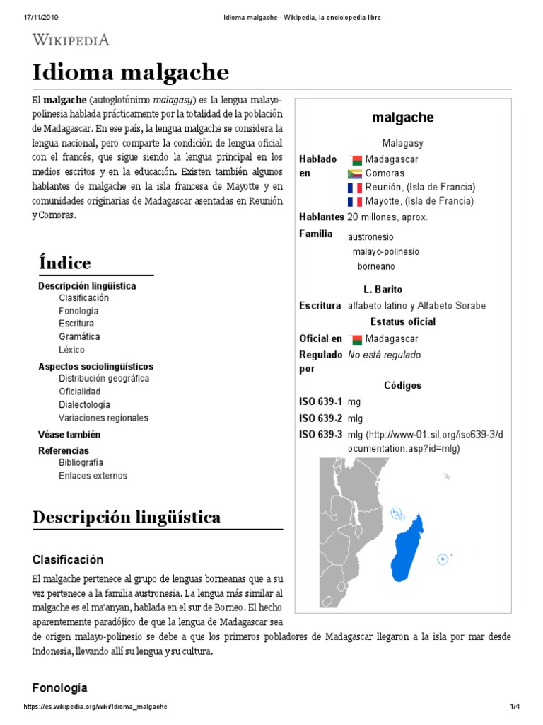 Idioma Malgache - Wikipedia, La Enciclopedia Libre | PDF | Idiomas ...