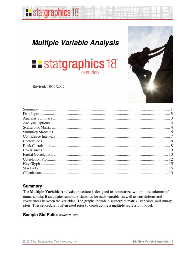 Multiple Variable Analysis Overview | PDF | Correlation And Dependence ...
