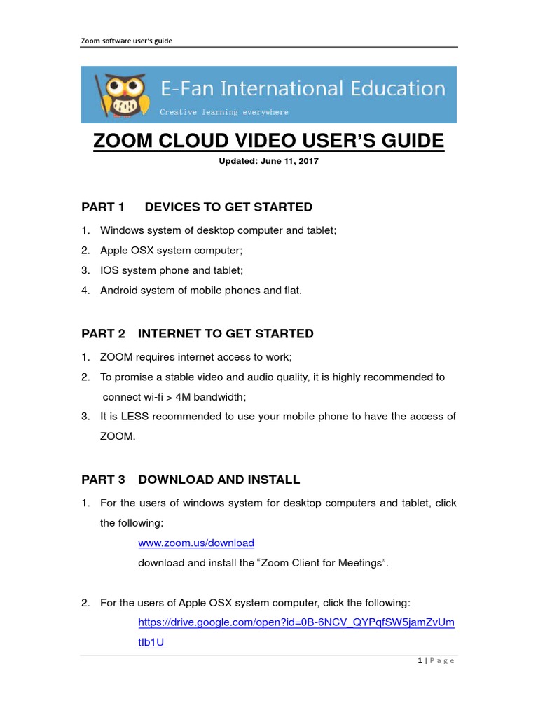 ZOOM User Guide 20170611 | PDF | Mobile App | Tablet Computer
