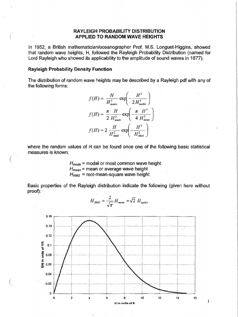 Rayleigh Probability Distribution Applied To Random Wave Heights | PDF ...