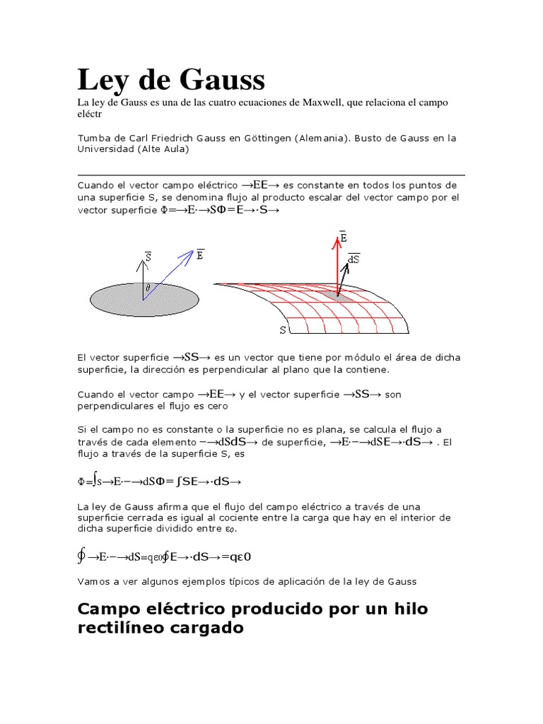 Ley de Gauss | PDF | Campo eléctrico | Vector Euclidiano
