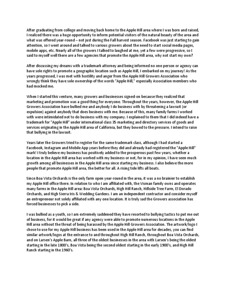 Statement From Mason Visman | PDF | Business