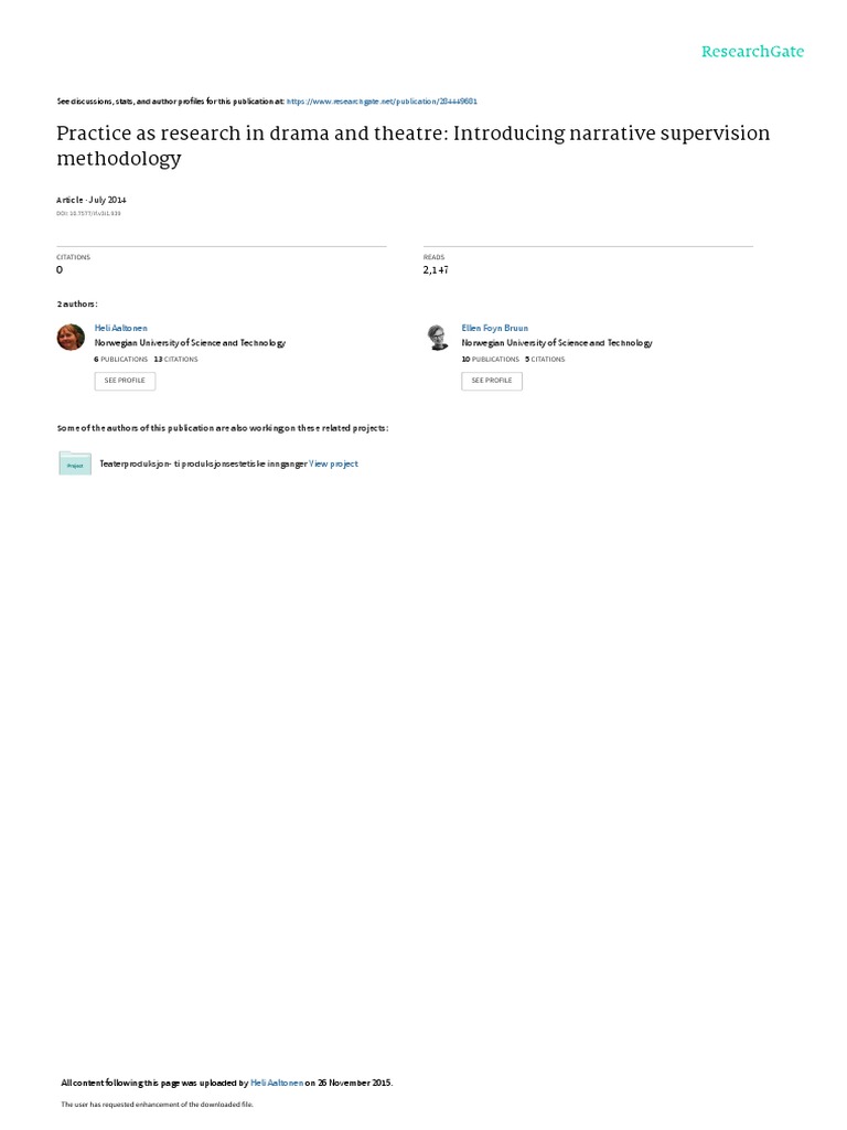 Practice As Research in Drama and Theatre | PDF | Narrative | Storytelling