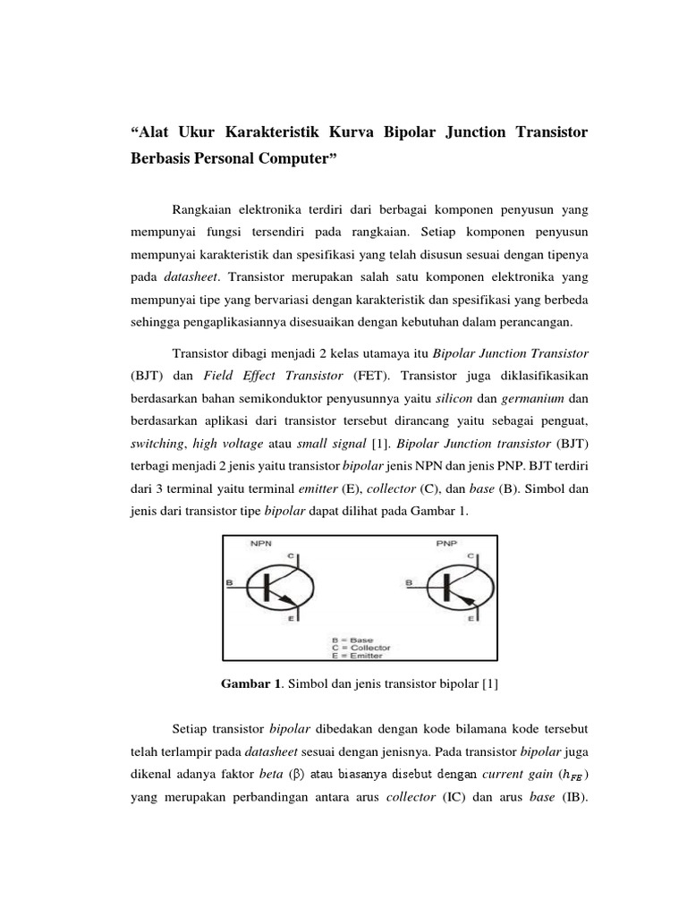 Alat Ukur Karakteristik Kurva Bipolar Junction Transistor Berbasis ...
