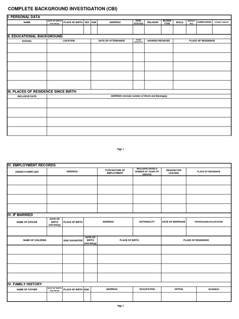 Cbi Form PDF | PDF | Kinship And Descent | Intimate Relationships