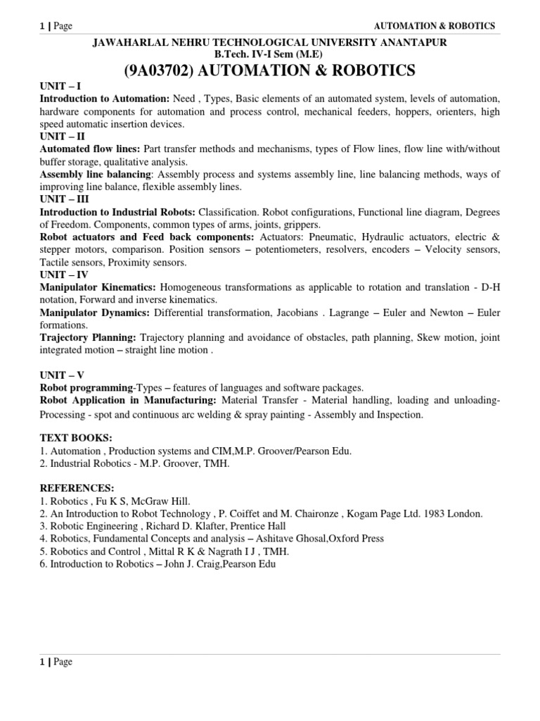 Automation & Robotics Notes | PDF | Automation | Control Theory