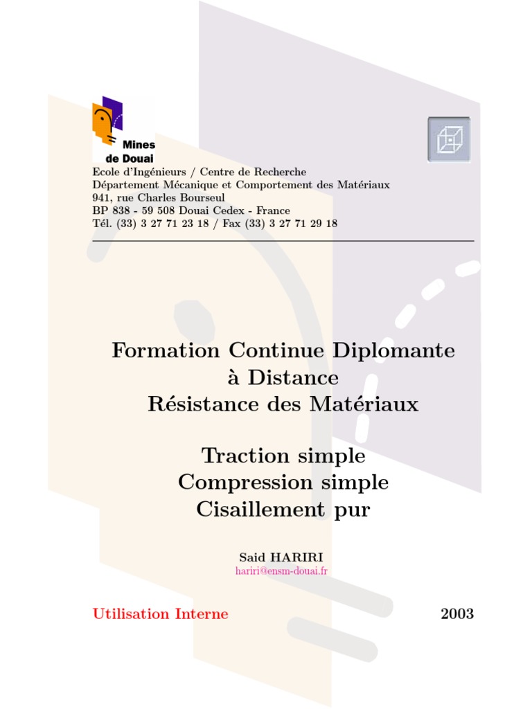 Trame Traction | PDF | Élasticité (Physique) | Contrainte de cisaillement
