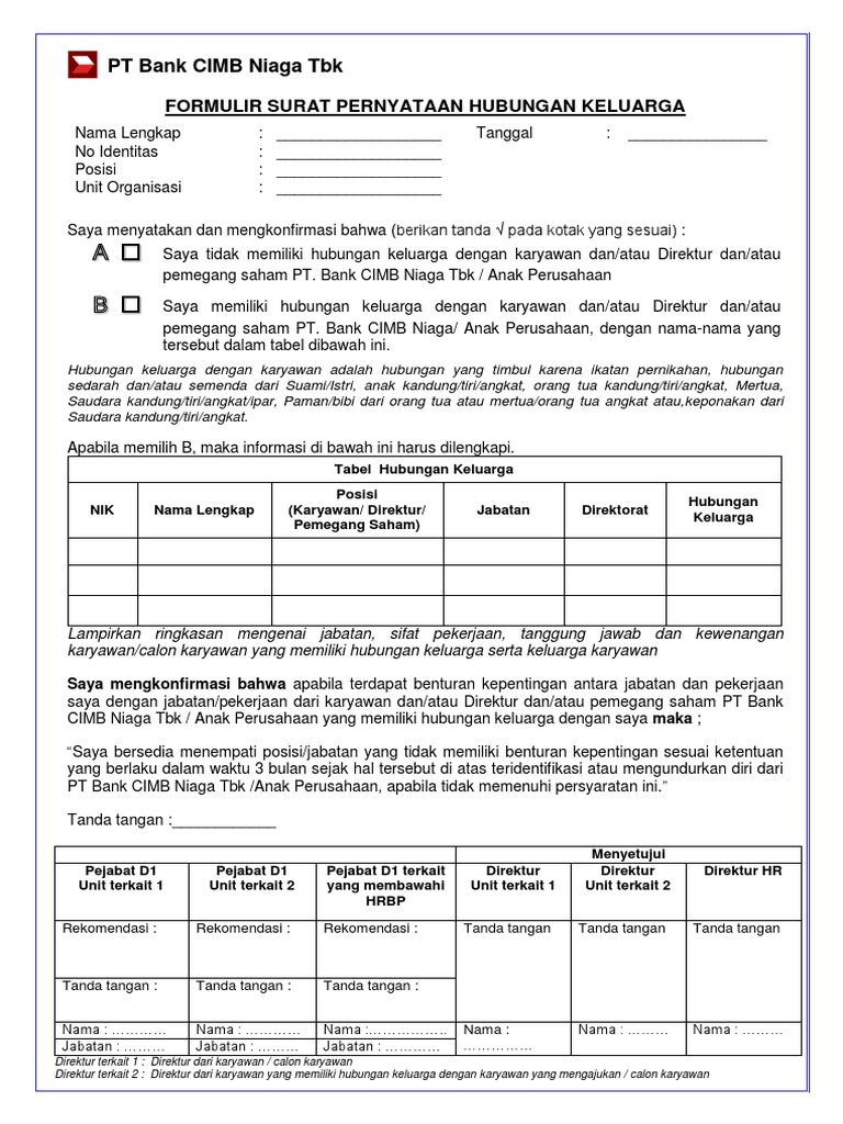 Surat Pernyataan Hubungan Keluarga PDF | PDF