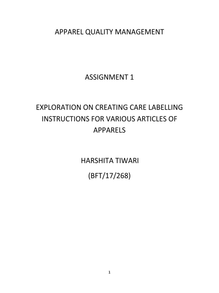 Apparel Quality Management Assignment 1-Care Labels | PDF | Clothing ...