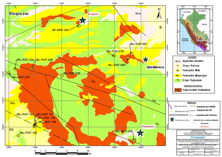 Mapa Geológico N°13-Toquepala - Cuajone - Quellaveco | PDF | Ciencias ...