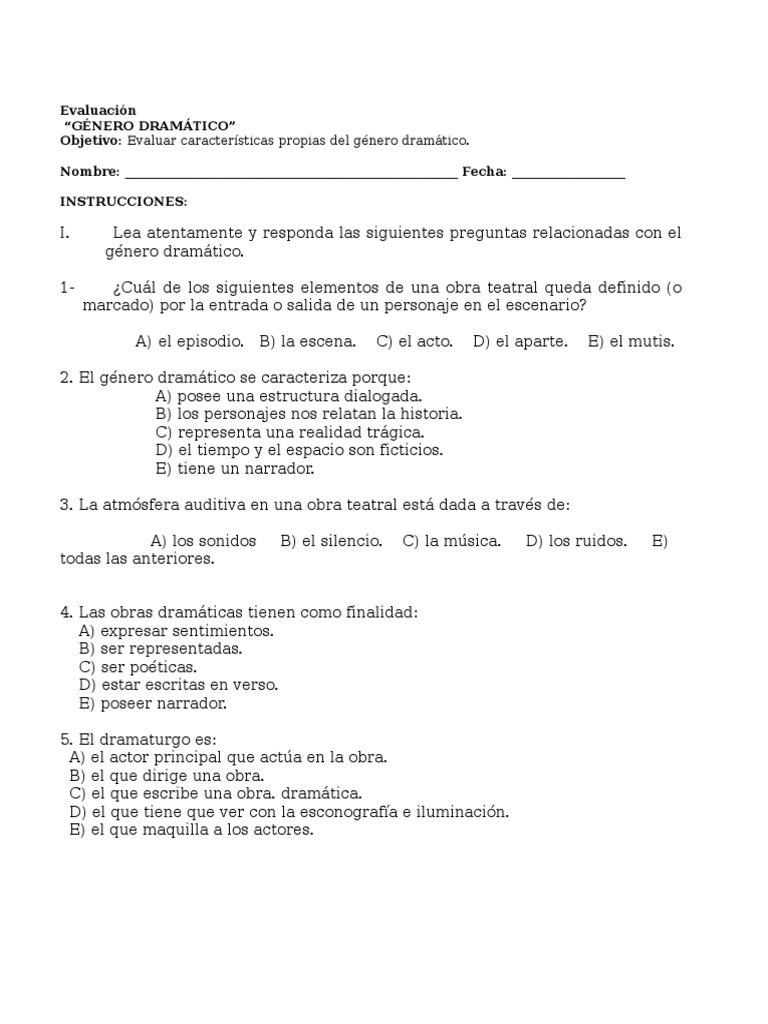 Ejercicios Género Dramático | PDF | Teatro | Entretenimiento (general)