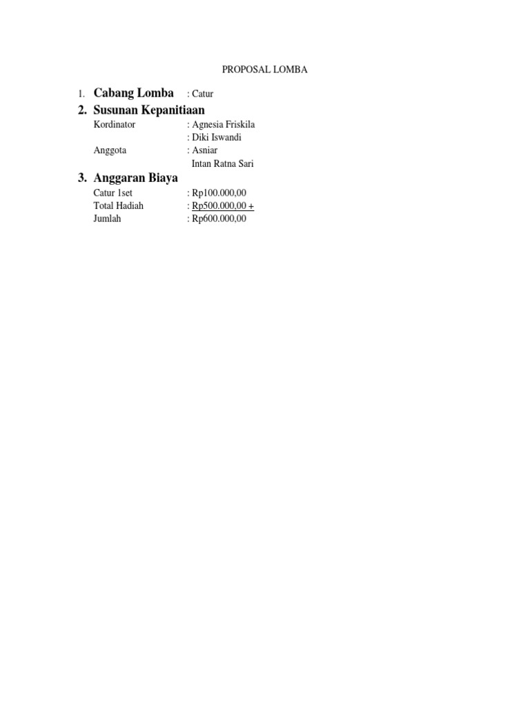 Proposal Lomba Catur | PDF