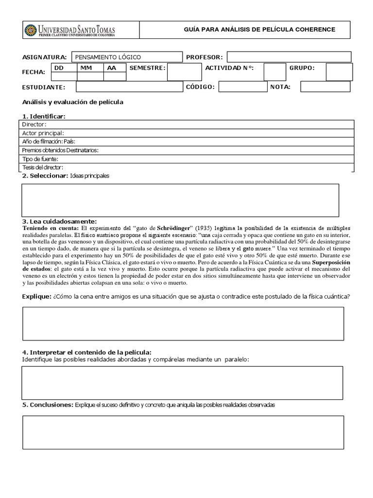 Modulo 5 - Guía para Análisis Película Coherence | PDF