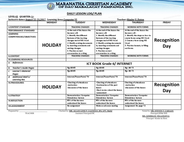Daily Lesson Plan Grade 6 | PDF | Lesson Plan | Pedagogy