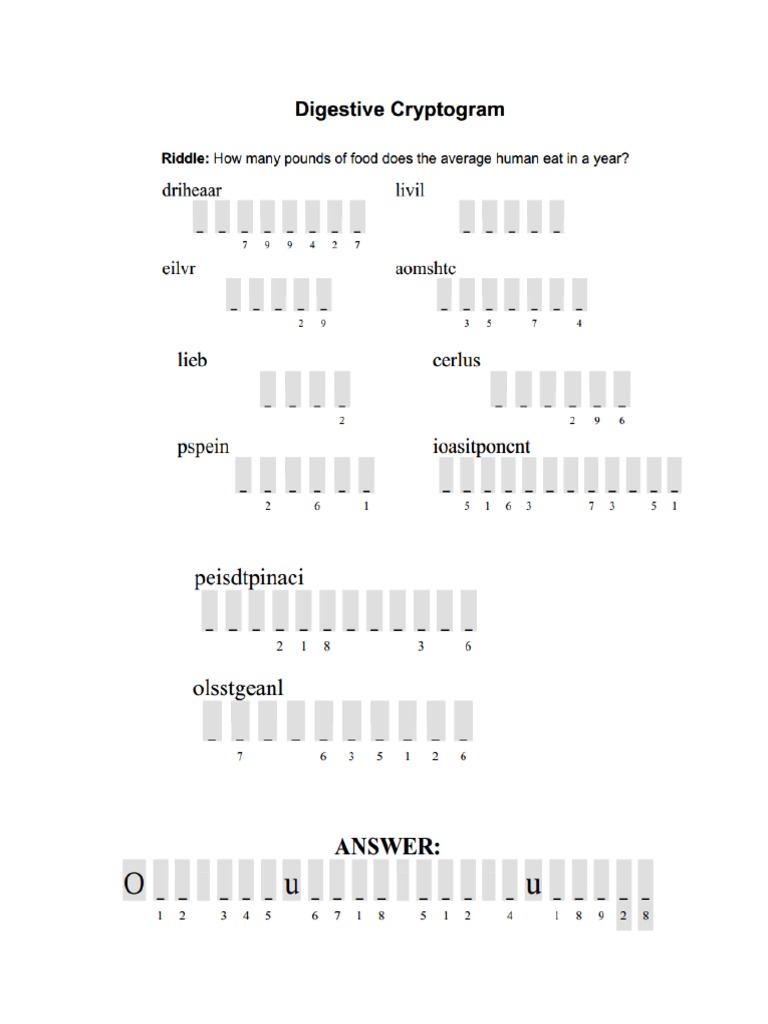 Digestive System Cryptogram | PDF