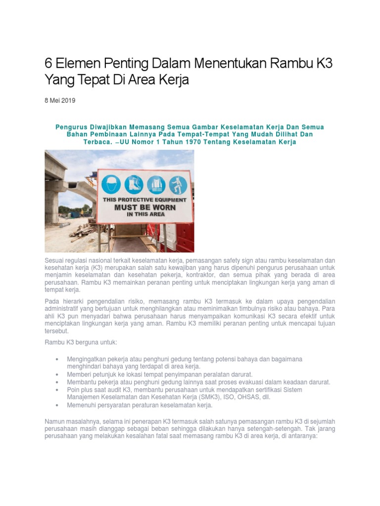 Rambu K3: Panduan Pemasangan Efektif | PDF
