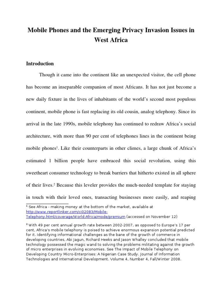 Mobile Phones and The Emerging Privacy Invasion Issues in West Africa ...