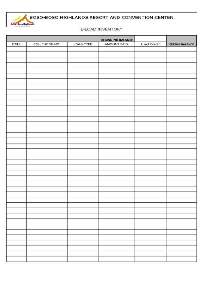E-LOAD Inventory Template | PDF