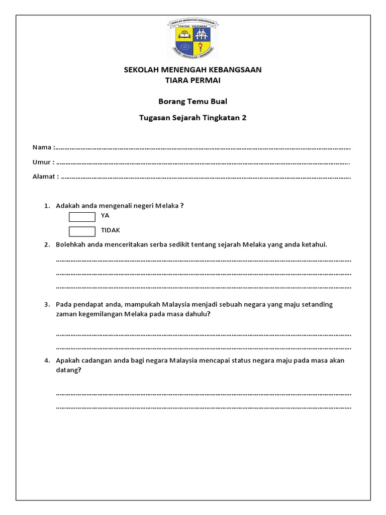 Borang Temubual Sejarah | PDF