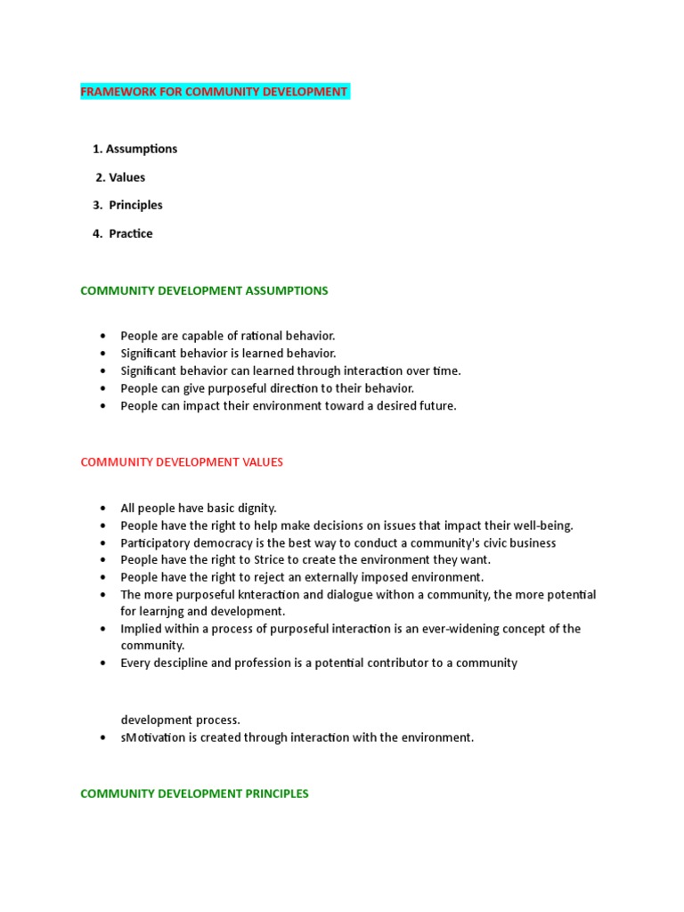 Assumptions 2. Values 3. Principles 4. Practice: Framework For ...