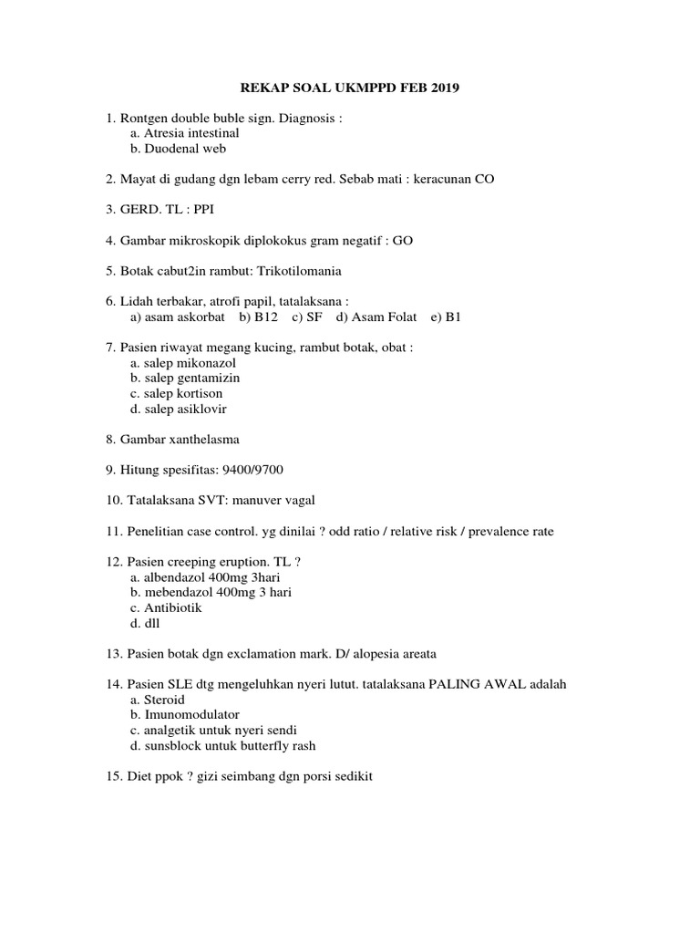 2265 - Rekap Soal Ukmppd Feb 2019 | PDF | Human Anatomy | Musculoskeletal System