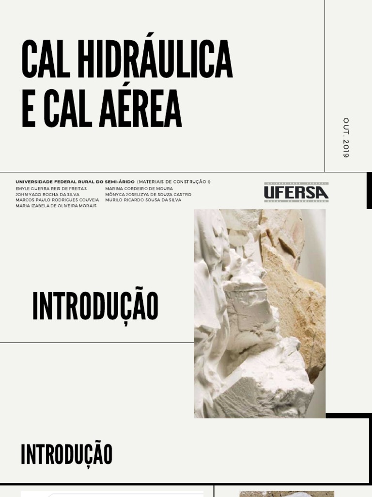 Cal Hidráulica e Cal Aérea | PDF | Argamassa (alvenaria) | Cimento