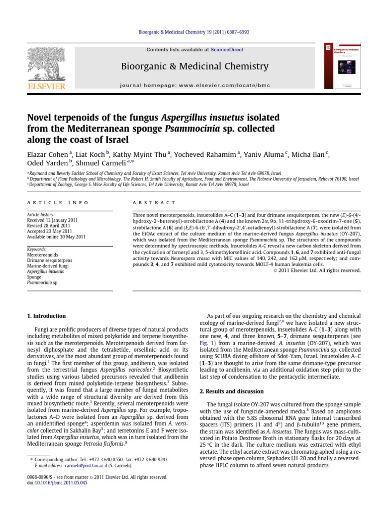Novel Terpenoids of The Fungus Aspergill | PDF | Two Dimensional ...