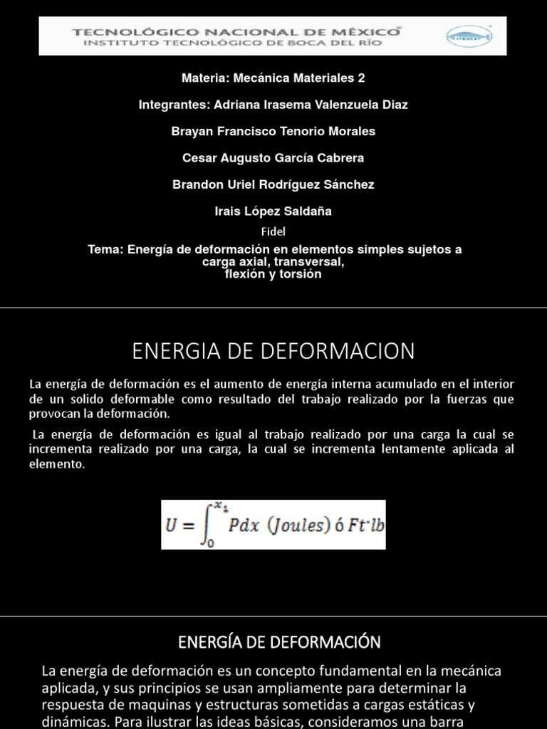 Energia de Deformacion | PDF | Doblar | Deformación (Mecánica)