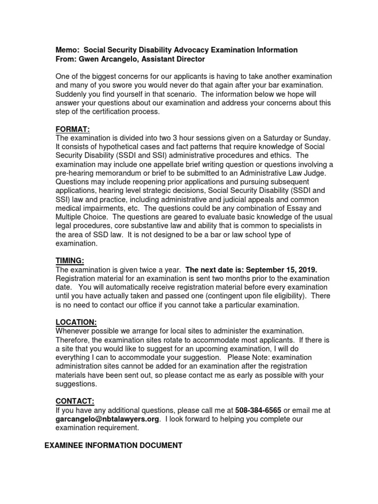 SSD Exam Info PDF | PDF | Social Security Disability Insurance | Social ...