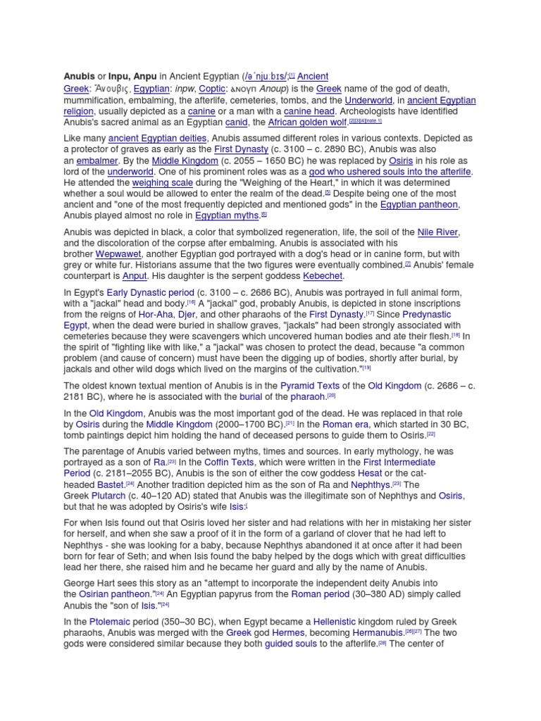 Anubis or Inpu, Anpu in Ancient Egyptian ( | PDF | Ancient Near East ...