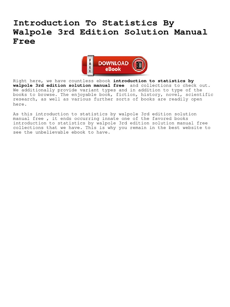 Introduction To Statistics by Walpole 3rd Edition Solution Manual Free ...