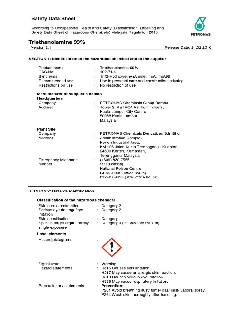 Msds Tea Ex Petronas | PDF | Toxicity | Firefighting