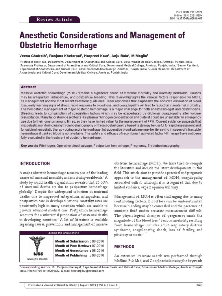 Obstetric Hemorrhage Anest | Childbirth | Bleeding