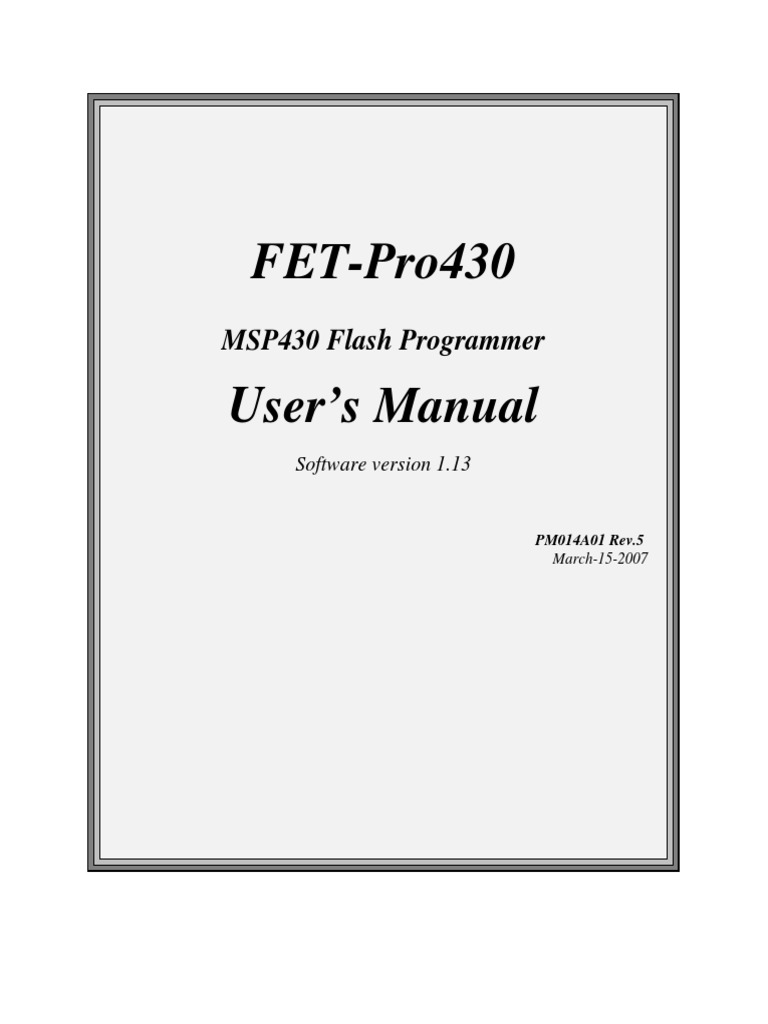 Manual FET Pro.v430 | PDF | Flash Memory | Device Driver