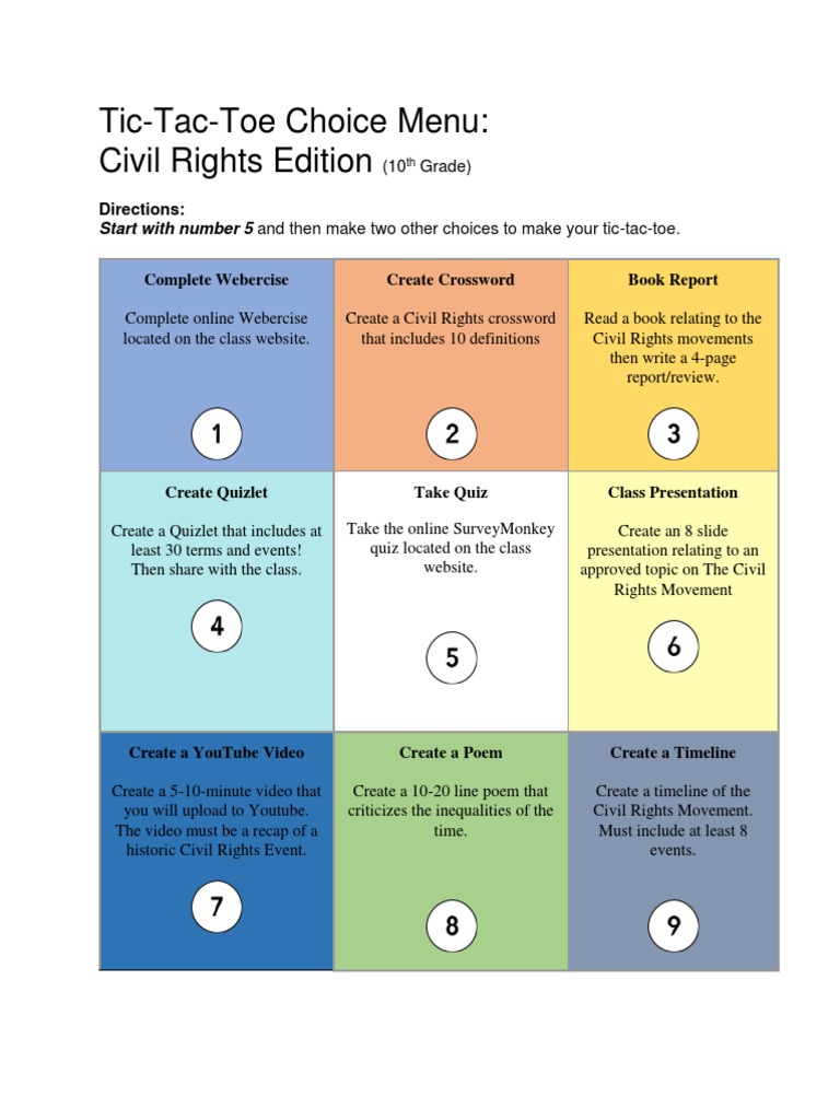 Tic-Tac Toe Menu | PDF