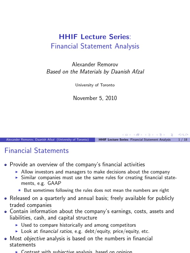 HHIF Lecture Series: Financial Statement Analysis | PDF | Debits And ...