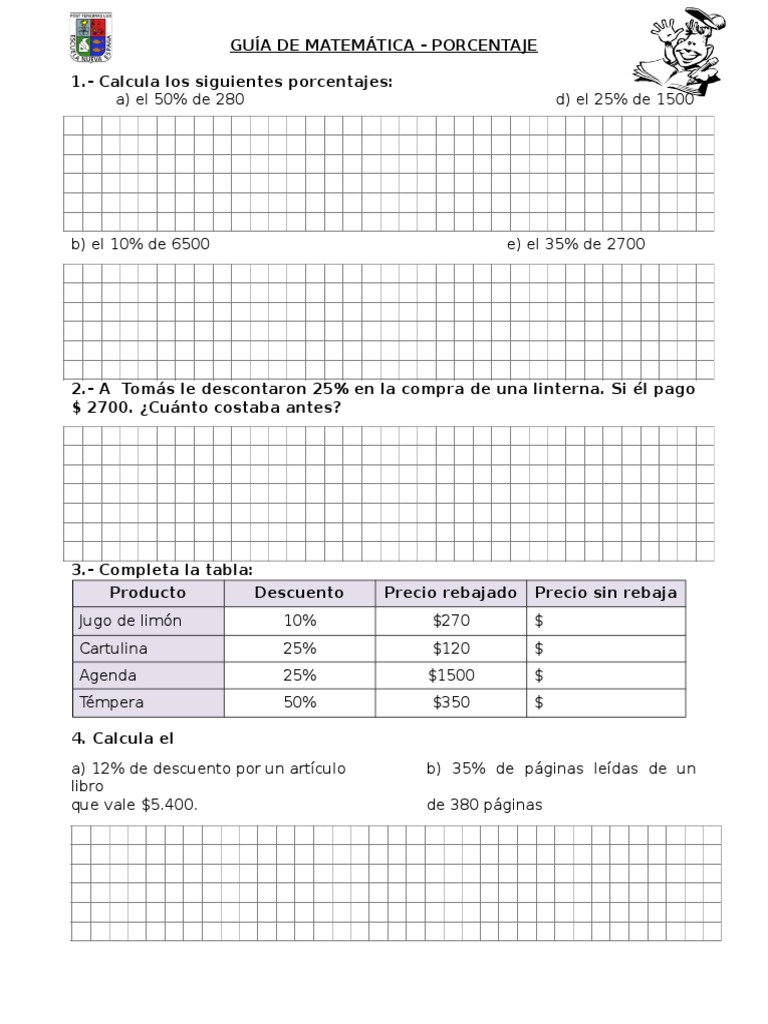Guia #1 Porcentaje 6º Basico | PDF