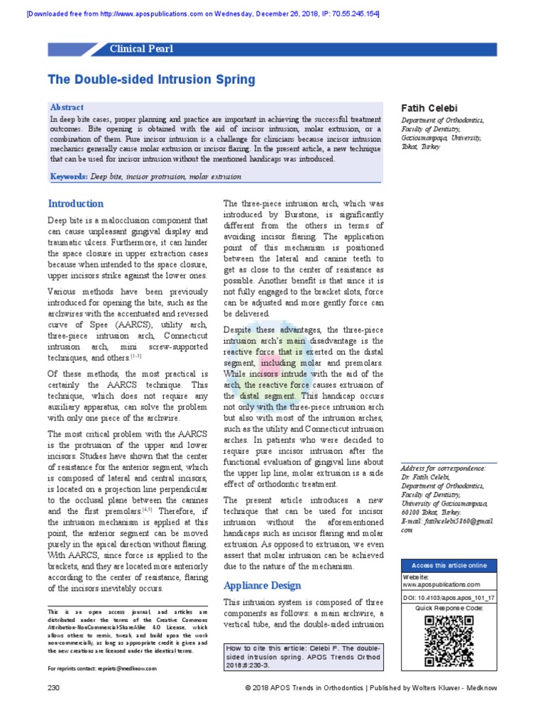 Double Side Intrusion Spring | PDF | Orthodontics | Mouth