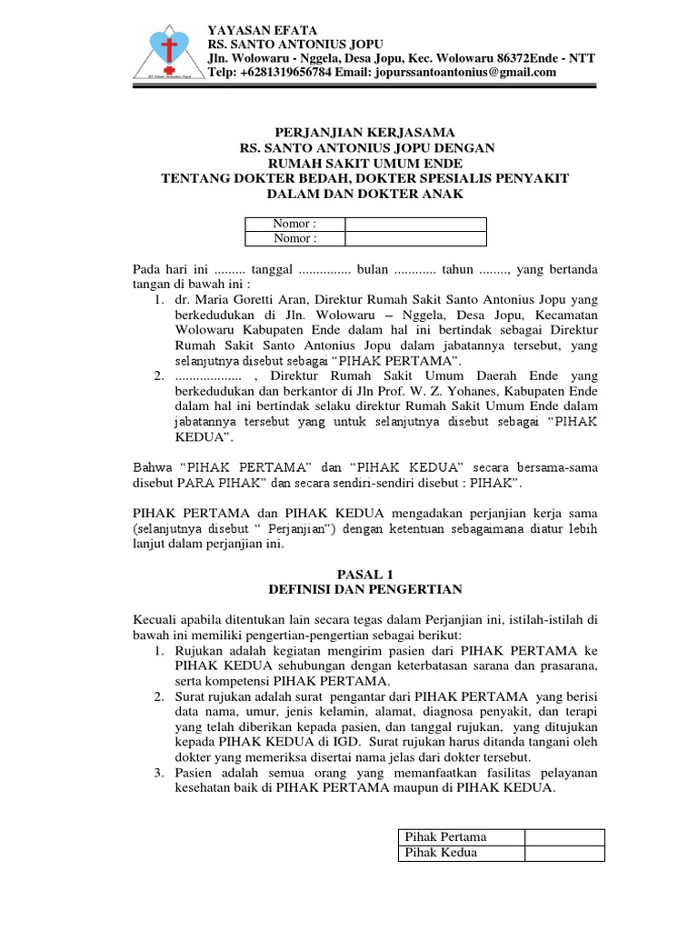Perjanjian Kerjasama Dokter Part Time Pdf