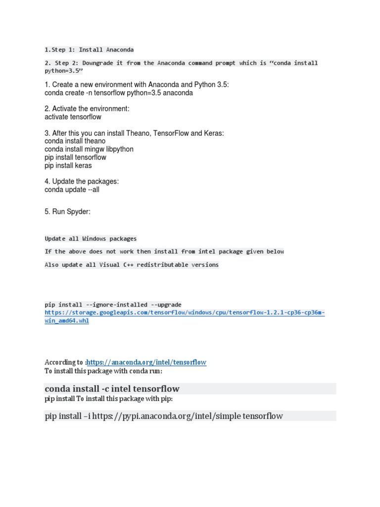 01 Tensor Flow and Keras Installation | PDF | Application Software ...