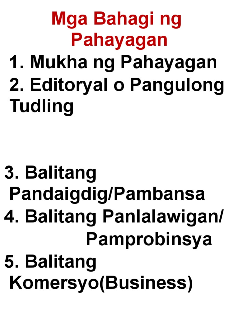 Mga Bahagi NG Pahayagan | PDF