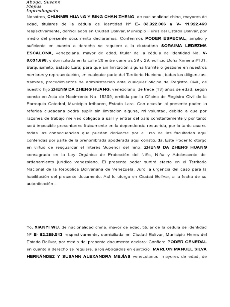 Modelo de Poder Especial en Venezuela | PDF | Venezuela | Justicia